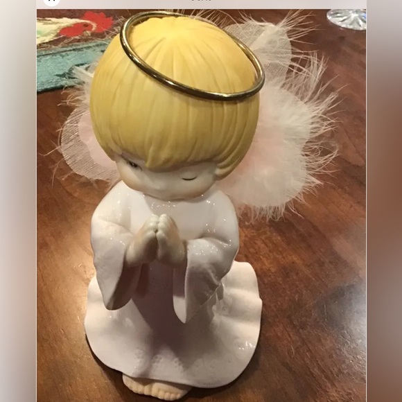 Holiday | Vtg Holiday Praying 8h W Pink Guardian Angel Winking Figurine ...